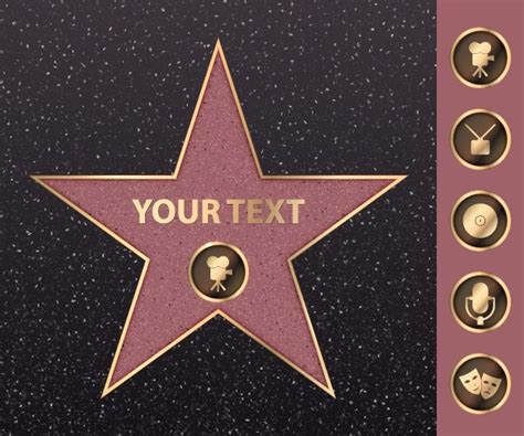 Walk Fame Star Granite Sign On Sidewalk Royalty Free Vector