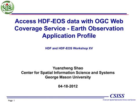 Access Hdf Eos Data With Ogc Web Coverage Service Earth Observation Application Profile Ppt
