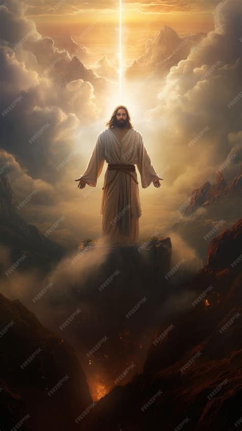 Jesus Cristo Nas Nuvens Jesus Cristo No Céu Acima Das Nuvens Foto Premium