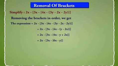 Removal Of Brackets In An Algebraic Expression Youtube