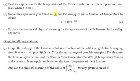 Solved The Multiplicity Of An Einstein Solid Containing N