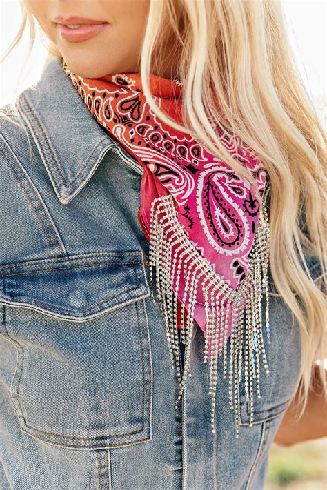 As Seen On Krista Horton Gb Original Crystal Fringe Bandana In Pin