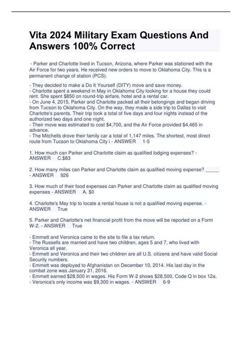 Vita 2024 Military Exam Questions And Answers 100 Correct Vita Stuvia Us