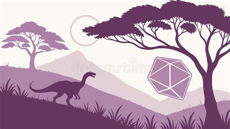 Dinosaur Approaching Abstract Cube In Landscape Vector Design Generative Ai Stock Vector