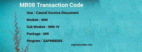 Mr08 Sap Tcode For Cancel Invoice Document