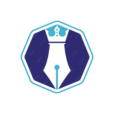 킹 펜 벡터 로고 디자인 프리미엄 벡터