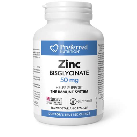 Zinc Bisglycinate 50 Mg 150 Caps Preferred Nutrition Ave Maria Health