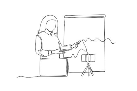 Dessin Continu Dune Ligne Lenseignant Explique La Leçon Avec Des