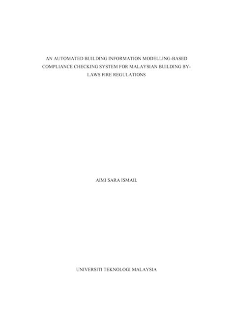 Pdf An Automated Building Information Modelling Based Compliance Checking System For Malaysian