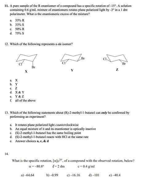 Solved 11 A Pure Sample Of The R Enantiomer Of A Compound