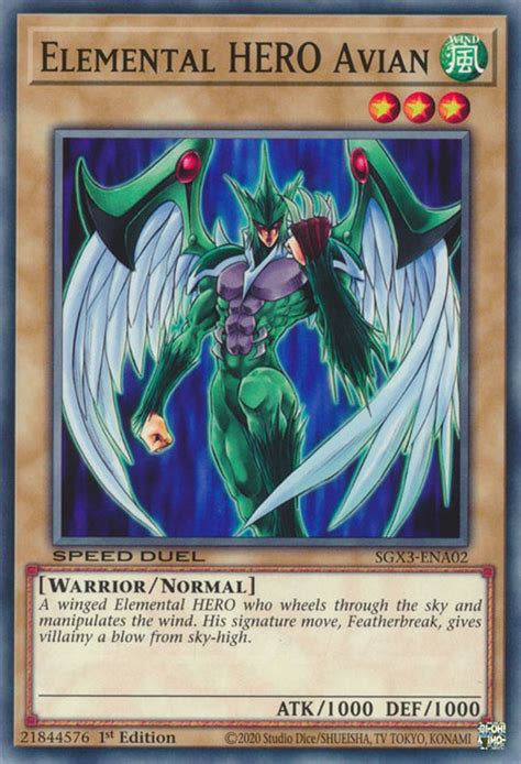 Sgx3 Ena02 Elemental Hero Avian Yu Gi Oh