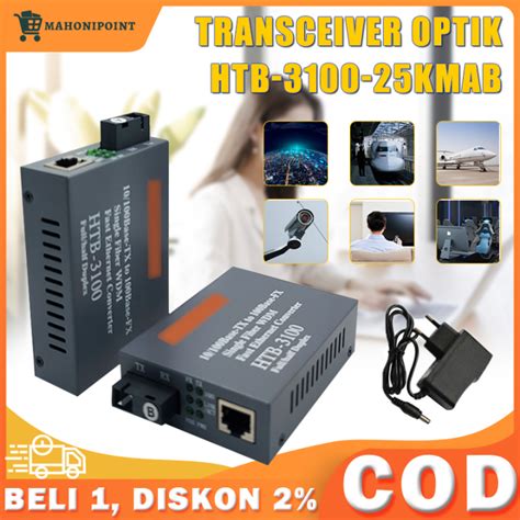 HTB A B Fiber Optic Optical Media Converter Netlink Mbps RJ Single Mode Pasang