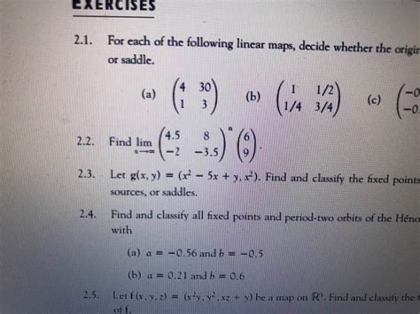 solved for each of the following linear maps decide whether