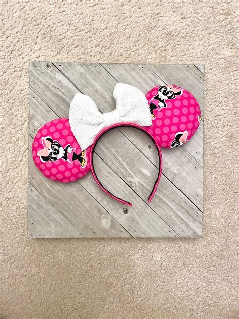 Retro Minnie Ears Polka Dot Minnie Ears Hot Pink Mouse Ears Etsy