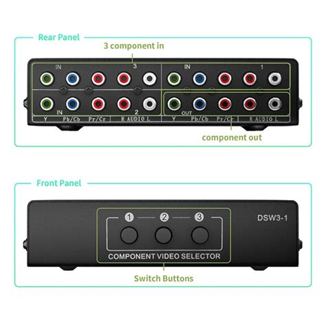 3 Weg Rgb Component Av Switch Video Audio Selector Grandado