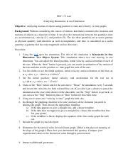 Analyzing Kinematics In One Dimension Lab Study Course Hero