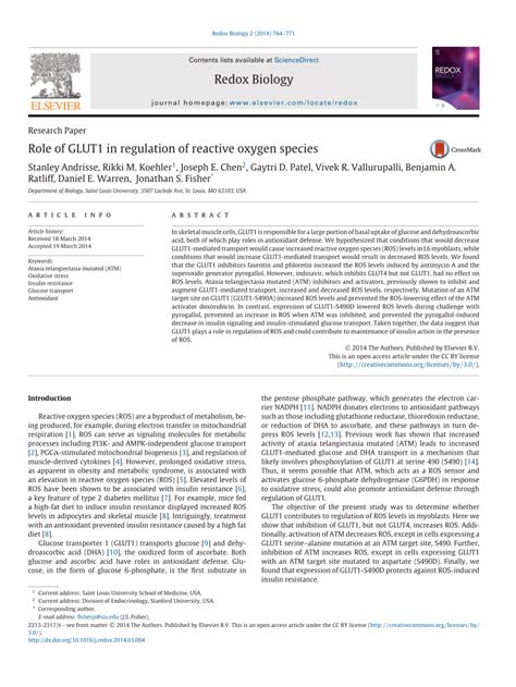Pdf Role Of Glut1 In Regulation Of Reactive Oxygen Species