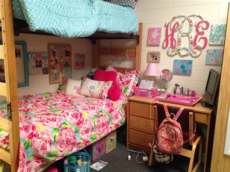 A Lilly Pulitzers Addicts Dorm Room Dorm Room Room Bed