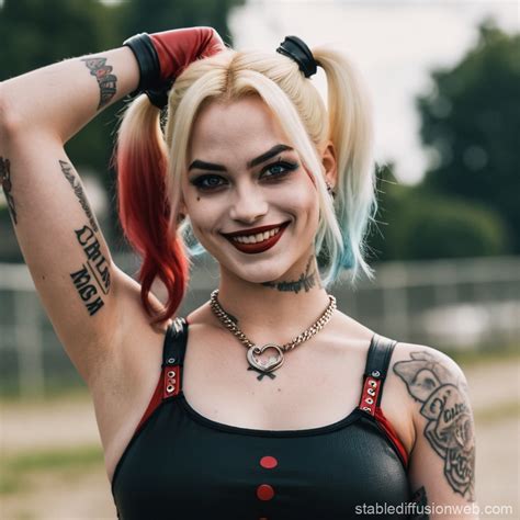 Harley Quinn Raises her Arm Up | Stable Diffusion Online