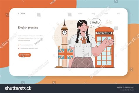 English Class Web Banner Landing Page Stock Vector Royalty Free