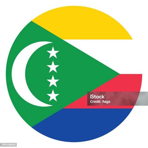 코모로 국기입니다 플래그 아이콘입니다 표준 색상 원 아이콘 플래그입니다 컴퓨터 일러스트레이션 디지털 일러스트레이션 벡터 일러스트 레이 션입니다 국가 지리적 지역에 대한 스톡