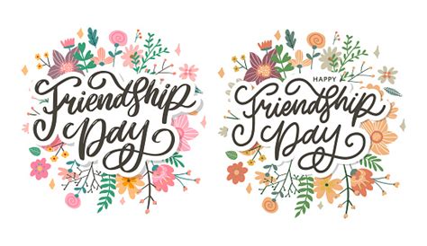 우정의 날 꽃을 축하하기위한 텍스트와 요소와 우정 날 벡터 일러스트 국제 우정의 날에 대한 스톡 벡터 아트 및 기타 이미지 국제 우정의 날 문자 배경 주제 Istock