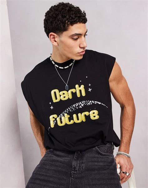 Asos Dark Future Oversized Singlet With Bubble Logo Back Graphic Print