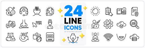 Icons Set Of Checklist Graph Chart And Cloud Computing Line Icons For Web App Vector Stock