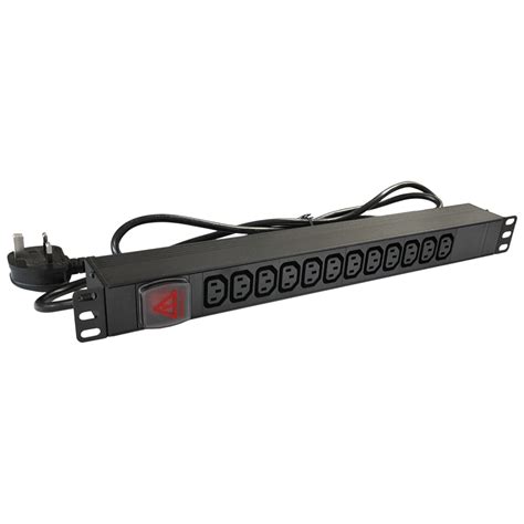 12 Way Horizontal Iec 13 13a Rack Mount Pdu Switched Uk Plug Digidirect