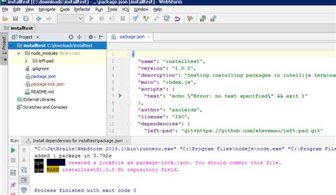 Npm Install Cant Install Dependincies From A Github Url In The Intellij Terminal Ides Support