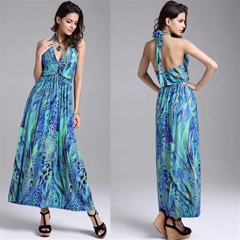 Backless Beach Dress For Women Bohemian Summer Long Dress Vacation Sexy Maxi Dresses V Neck