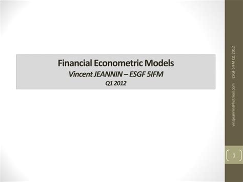 Financial Econometric Models I Ppt
