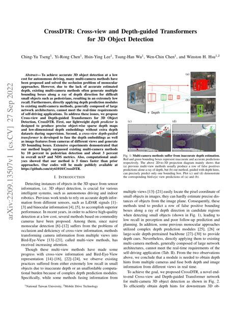 Pdf Crossdtr Cross View And Depth Guided Transformers For D Object