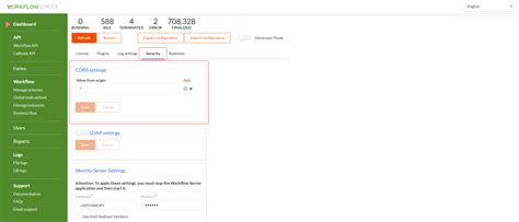 security settings documentation workflowengine