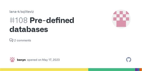 Pre Defined Databases · Issue 108 · Lana Ksqliteviz · Github