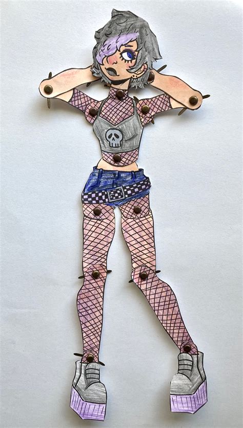 Articulated Goth Paper Doll Goth Girl Printable Diy Paper Doll Monster