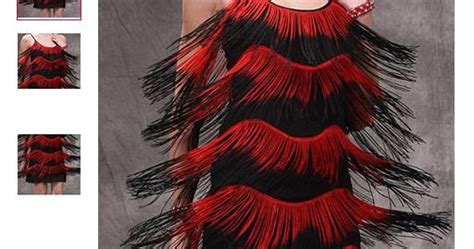 Womens Fringe Dresses Black Red Short Sleeves