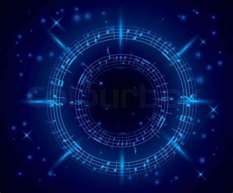 Abstract Dark Blue Music Background With Notes Vector Stock Vector