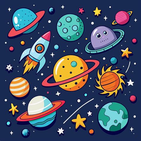 Premium Vector Vibrant Space And Astronomy Icons Vector Graphics