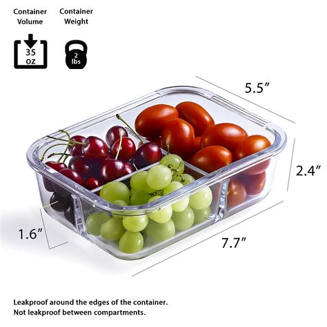 Glass Meal Prep Containers Pack Oz Compartment Bento Box Lunch Containers Bento