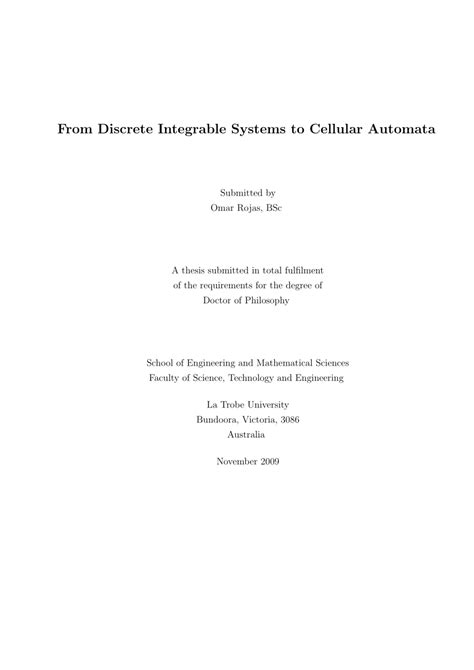 Pdf From Discrete Integrable Systems To Cellular Automata Phd Thesis