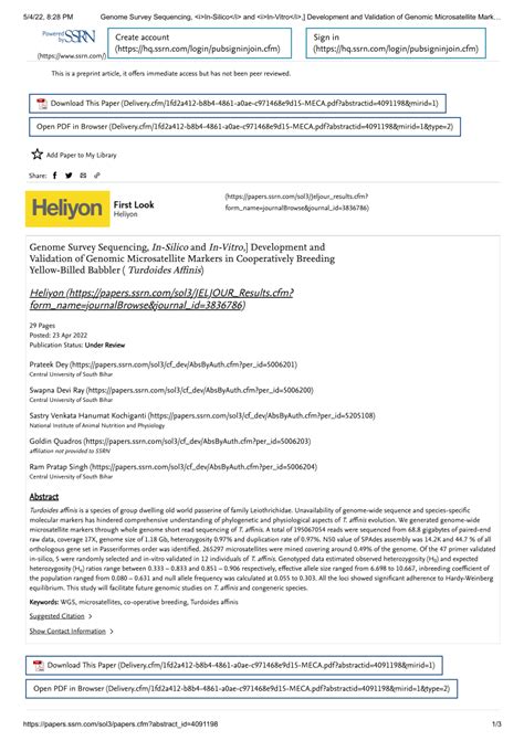 PDF Genome Survey Sequencing In Silico And In Vitro Development And Validation Of Genomic