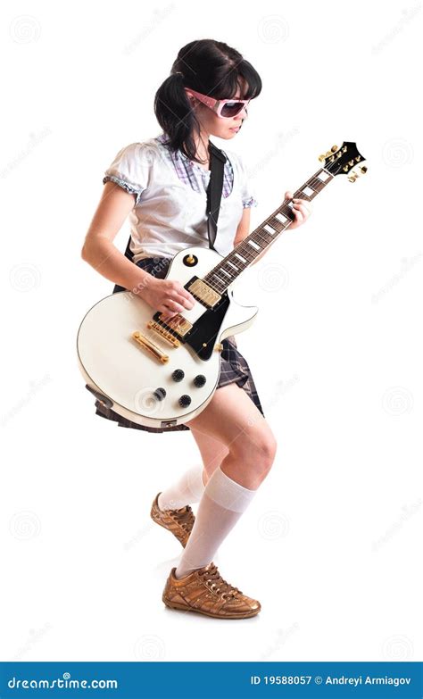 Fille avec une guitare image stock Image du fille vêtement