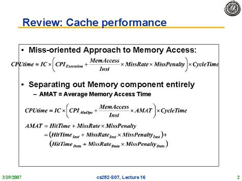 Cs Graduate Computer Architecture Lecture Cache