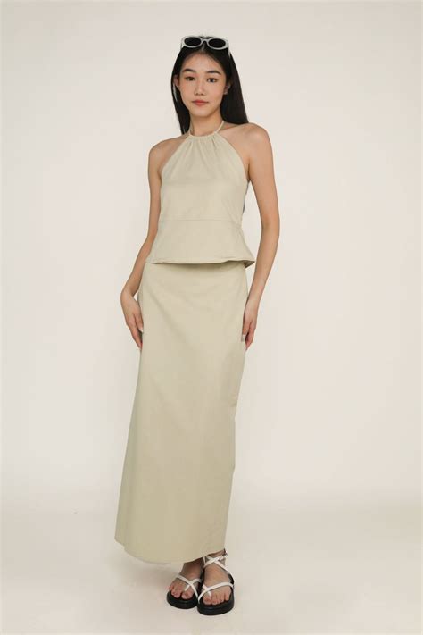 Tiffany Halter Top Beige The Tinsel Rack