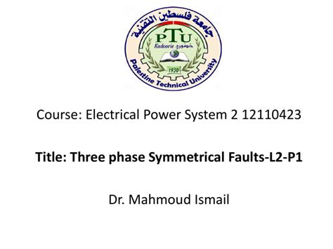 Three Phase Symmetrical Faults In Power Systems