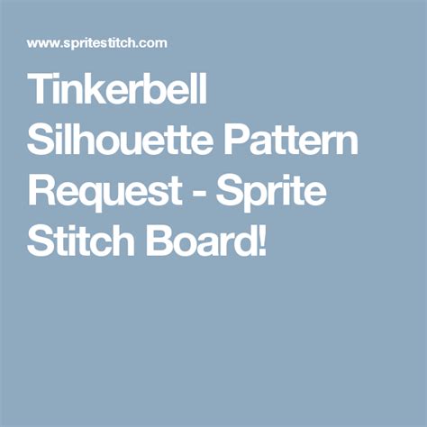 Tinkerbell Silhouette Pattern Request Sprite Stitch Board