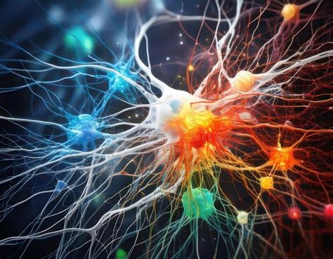 Vibrant Synaptic Connections A Colorful Medical Research Illustration Stock Illustration