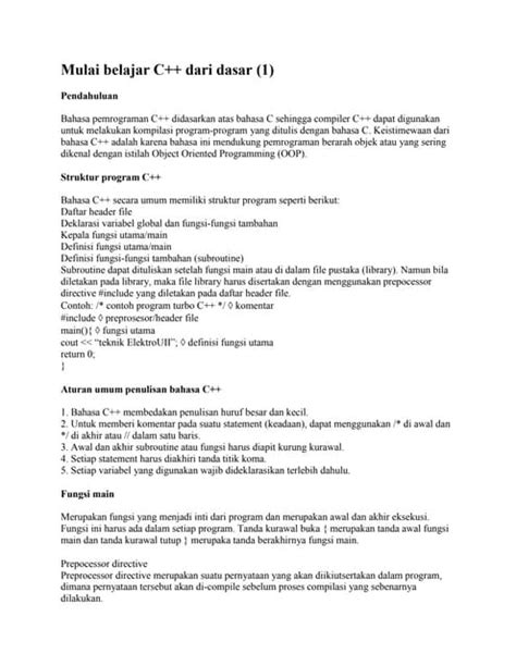 Awal Dasar Belajar C Docx