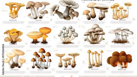 Illustrative Infographic On The Different Types Of Fungi Including